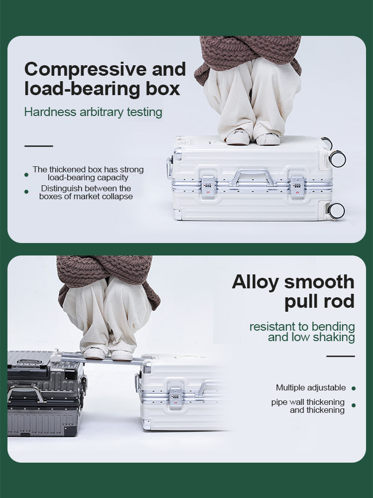 Aluminum multi-purpose suitcase with charging, lock, cup holder ...