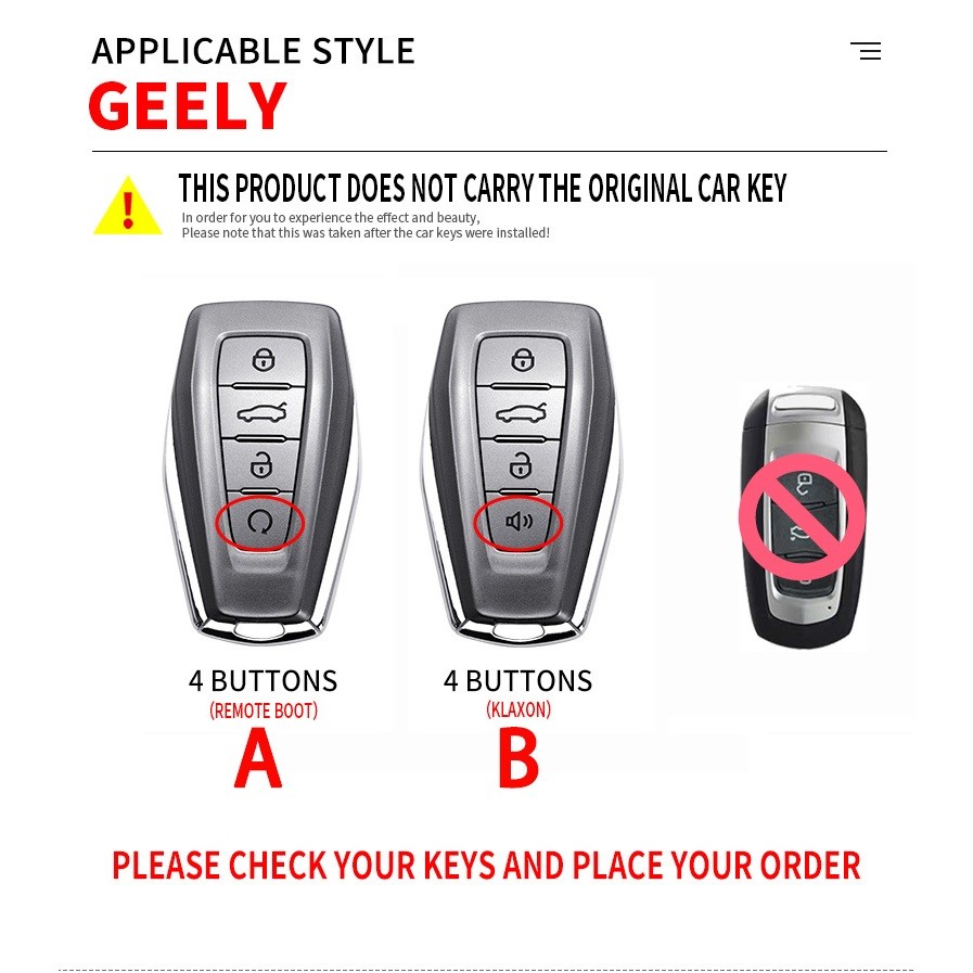 Geely Coolray Key Cover Okavango KeyChain Fob Case Holder Ring Geely ...