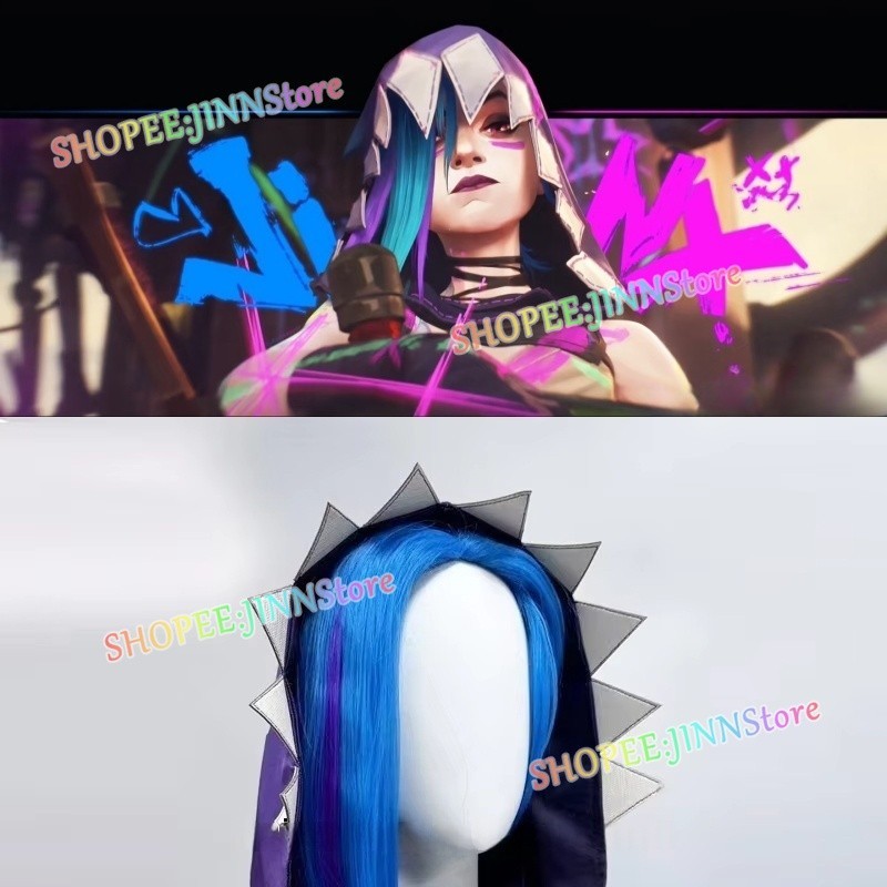 - JINN - League of Legends Arcane Season 2 JINX Cosplay Shark Cap Wig ...