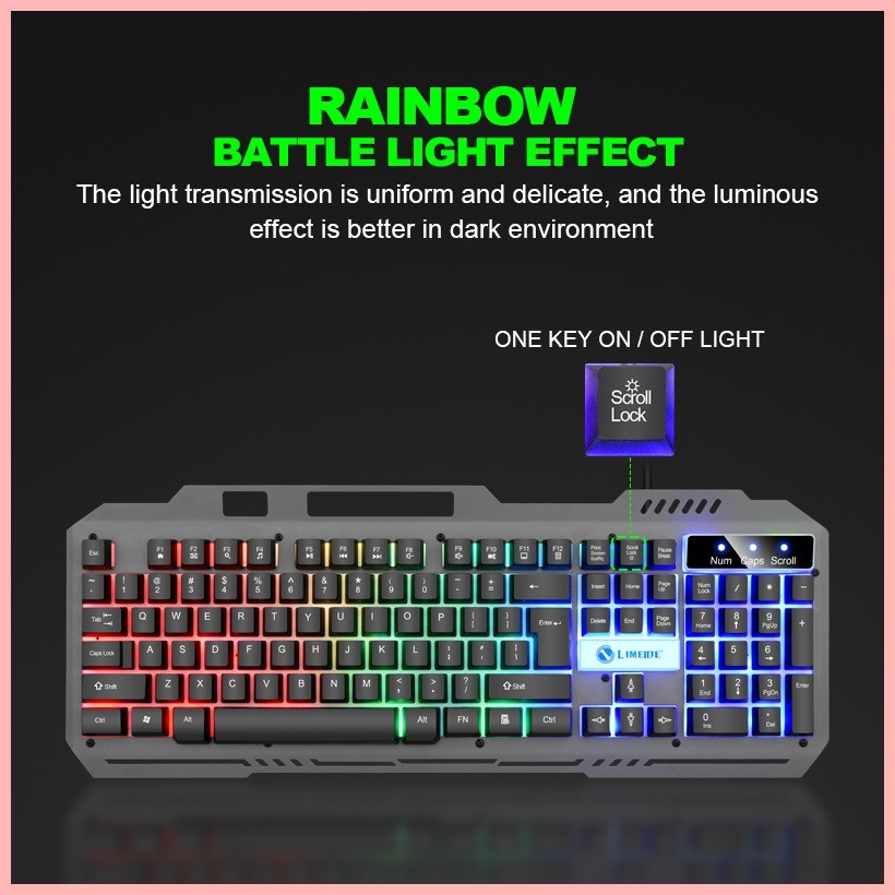 Limeide GTX300 PUNK T25 RGB LED Lights Backlight Mechanical Feel Gaming ...