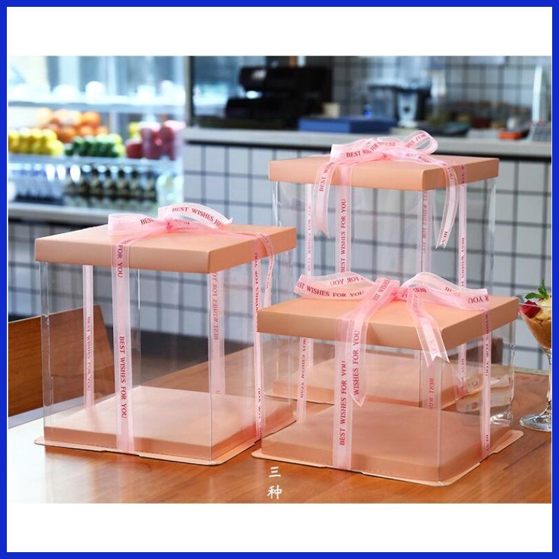 SQUARE Transparent birthday cake box square clear cake box acetate cake ...