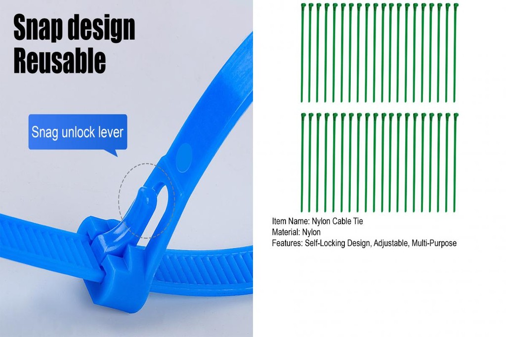 NTA Safety Locking Mechanism Ties Flexible Buckle Ties 100pcs Self ...