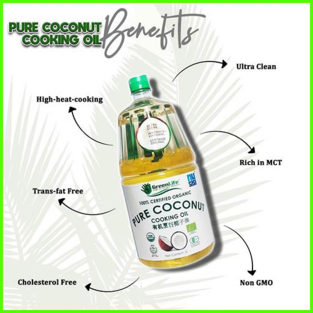 ☘️ ∞ Greenlife 100% Organic Pure Coconut Cooking Oil 1L / 1 Liter ...