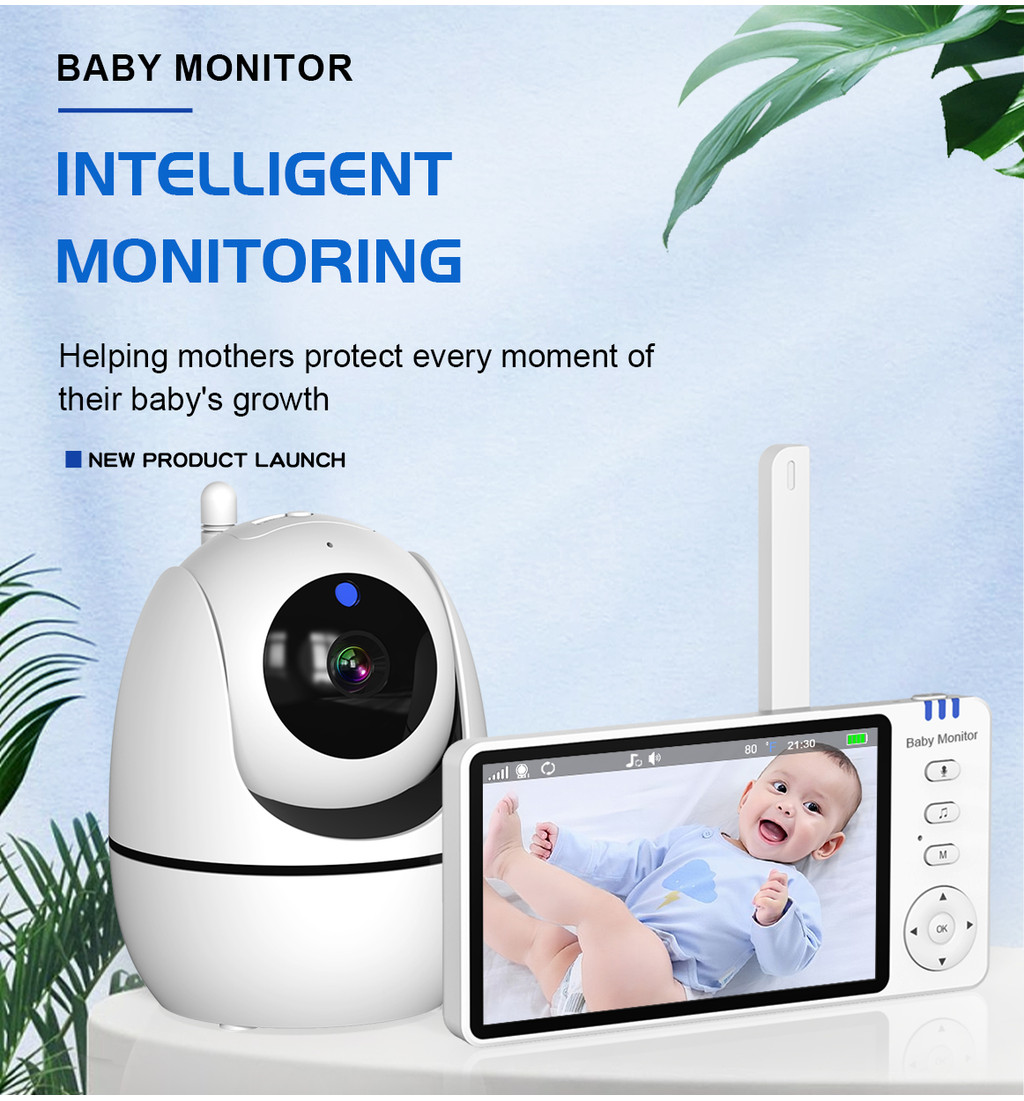 5 Inch Video Baby Monitor HD With Pan Tilt Zoom Baby Camera Security ...