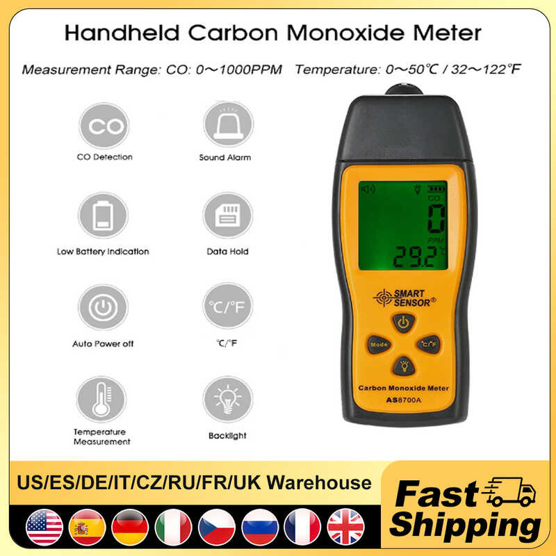 Carbon Handheld Monoxide Meter SMART SENSOR with High Precision CO Gas ...