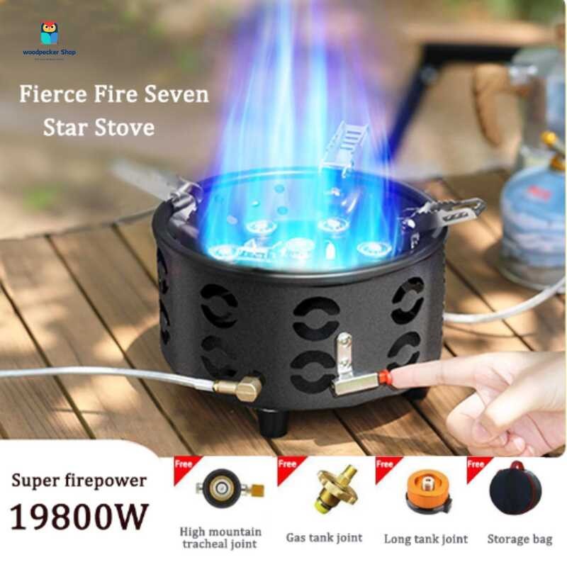 LY High-Power 7 Core 19800W Portable Tourist Gas Burner Cam G Stove ...