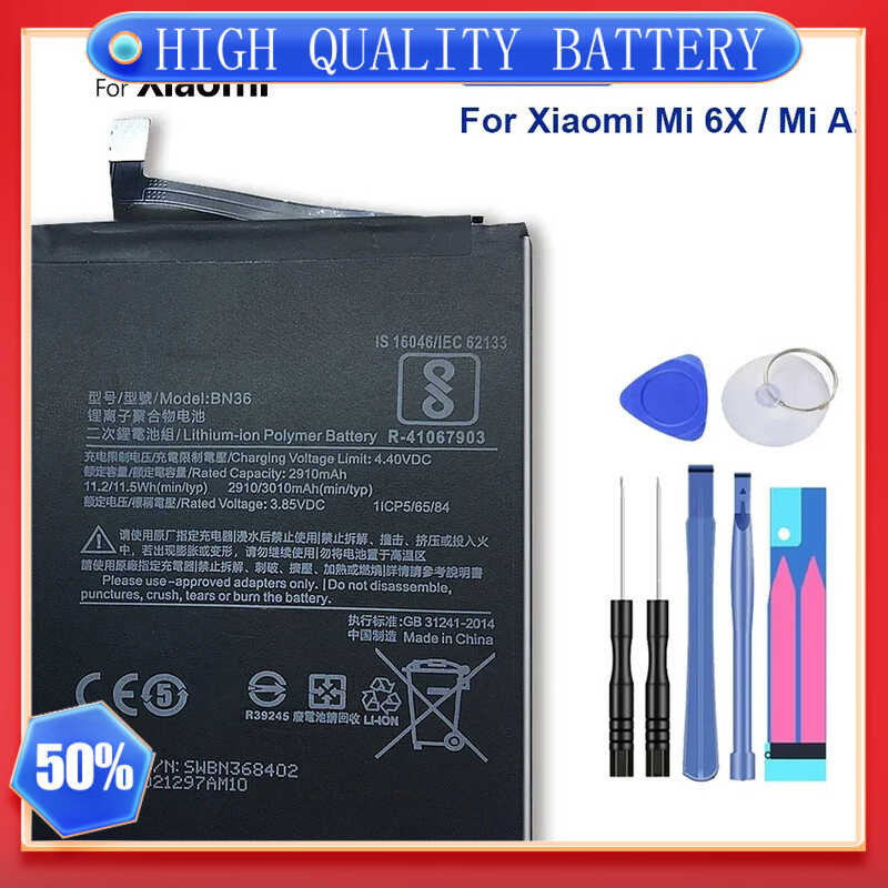 BN36 2910mAh Power Battery for Xiaomi 6X Mi6X Mi A2 MiA2 | Shopee ...