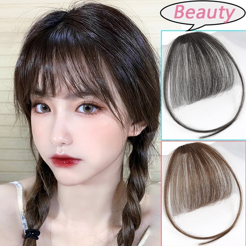 Eight-character Bangs Wig for Women with Fluffy High Skull Real Hair ...