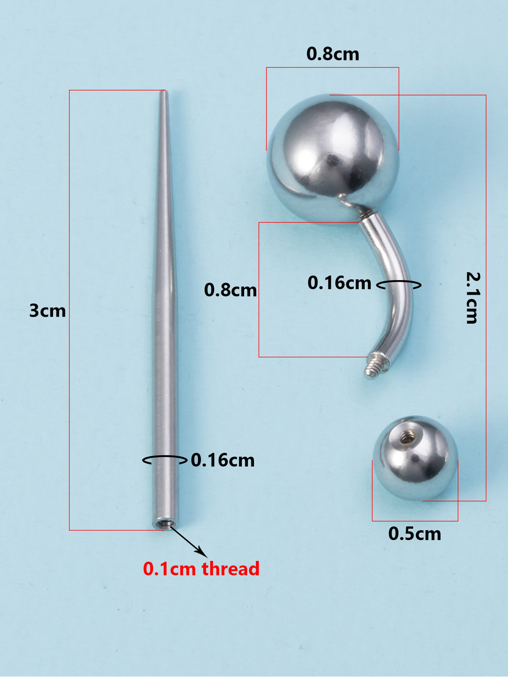 Puncture Guide Rod Navel Ring Tongue Nail Lip Nail Perforation Set ...