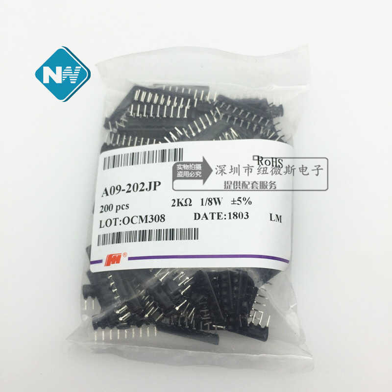 Plug in resistor 9-pin resistor 9P 2K resistor A09-202J pin spacing 2.54mm Fenghua High tech ...