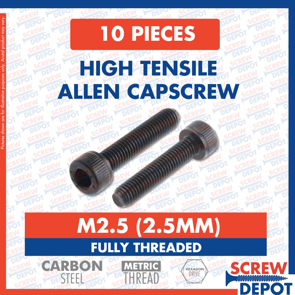 10PCS Allen Capscrew M2.5 (2.5MM) High Tensile Socket Head Cap Bolt ...