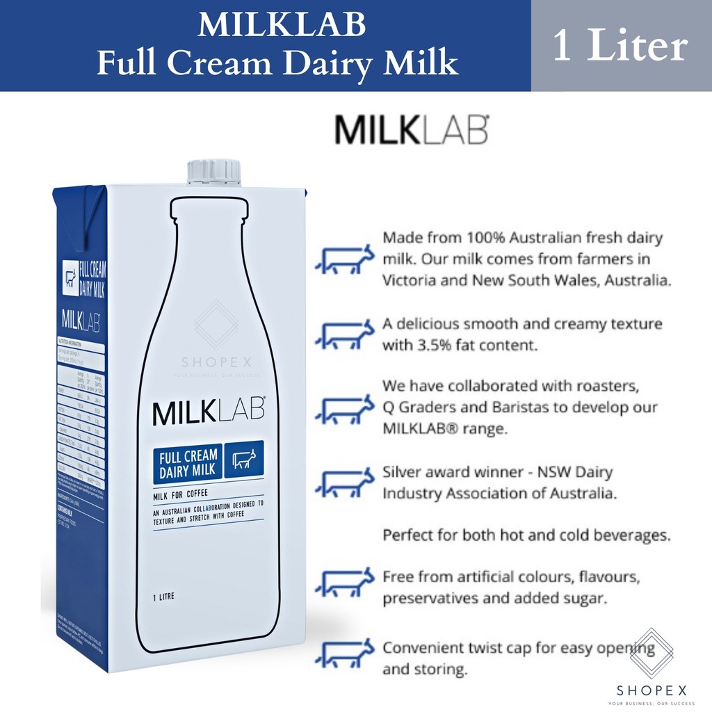 Milklab Full cream Dairy Milk 1liter / Full cream dairy milk 1liter ...