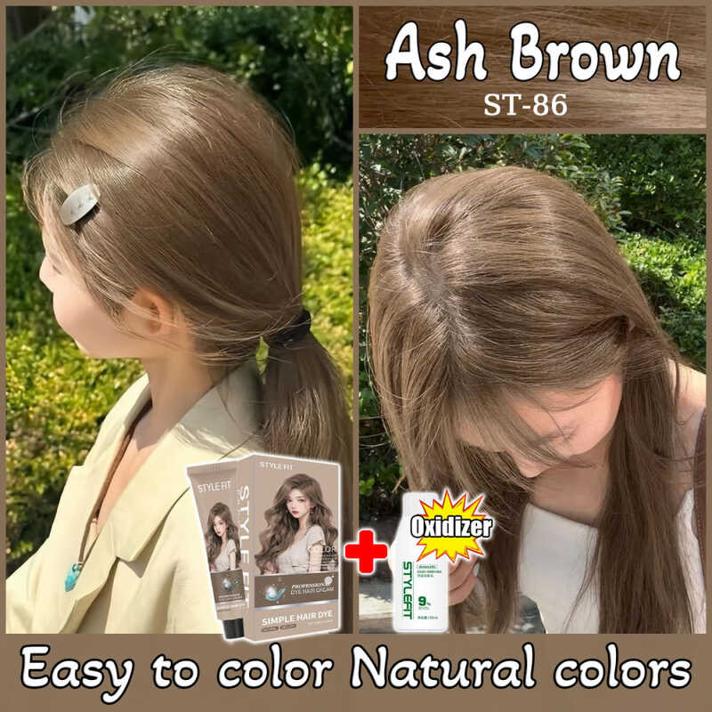 STYLEFIT Ash Brown Hair Color(100Ml Hair Dye+100Ml Oxidizer)/ Hair ...