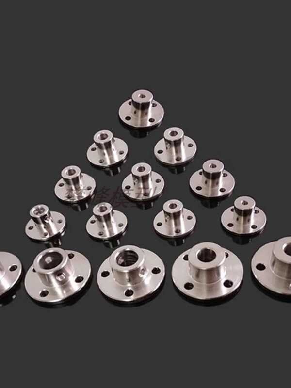Multiple details of rigid metal flanges, flange couplings, guide shafts ...