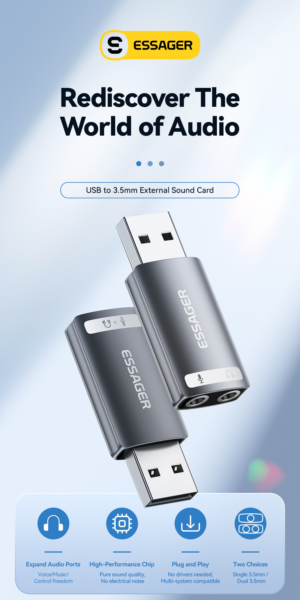 Essager External Sound Card 3.5MM USB Type-C独立免驱耳机麦克风 | Shopee Philippines
