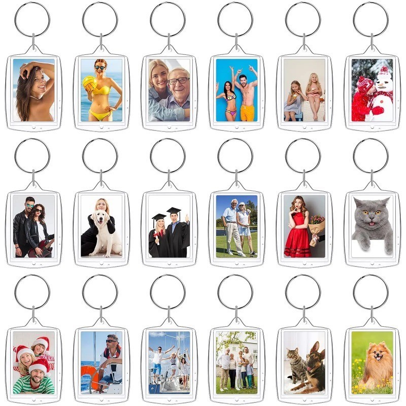 10/30Pcs Transparent Acrylic Keychain DIY Photo Insert Keyring Photo ...