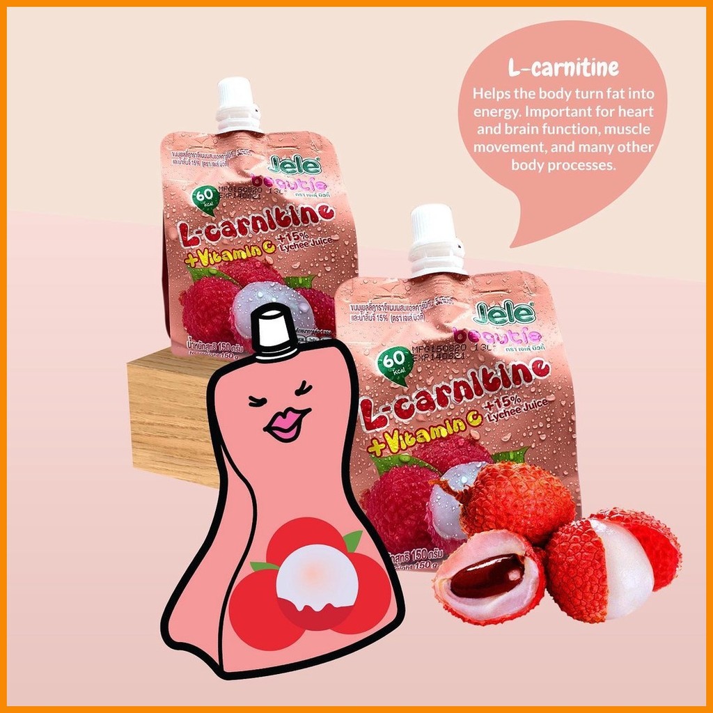 Jele Beautie Lychee Flavored Drink With L-Carnitine + Vitamin C (1pc ...