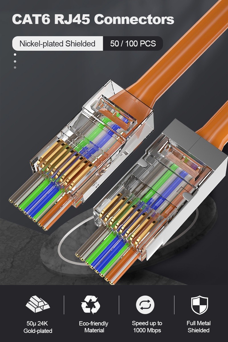ZoeRax Pass Through RJ45 Connector, Cat6/Cat6a Shielded Ethernet Plug ...