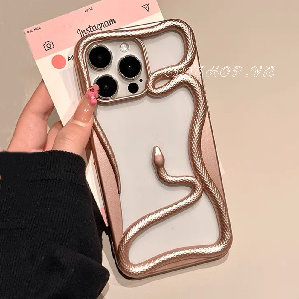 Hollow Snake Plating Bright Surface Phone Case For iPhone 16 Pro Max 15 ...