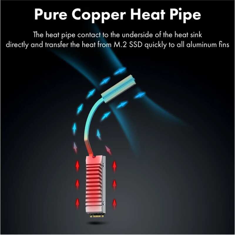 PS5 For NVMe Aluminum Heatsink Radiator Extended Copper Pipe M.2 2280 ...