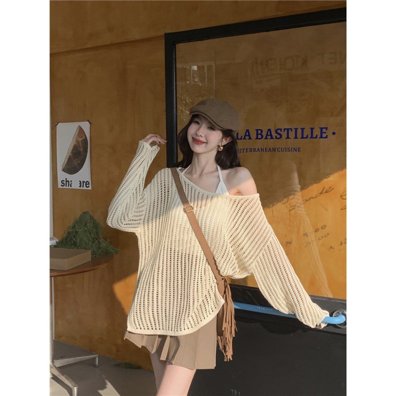 HAVERTER Women's Korean Loose Off Shoulder Sunscreen Cover Cardigans ...