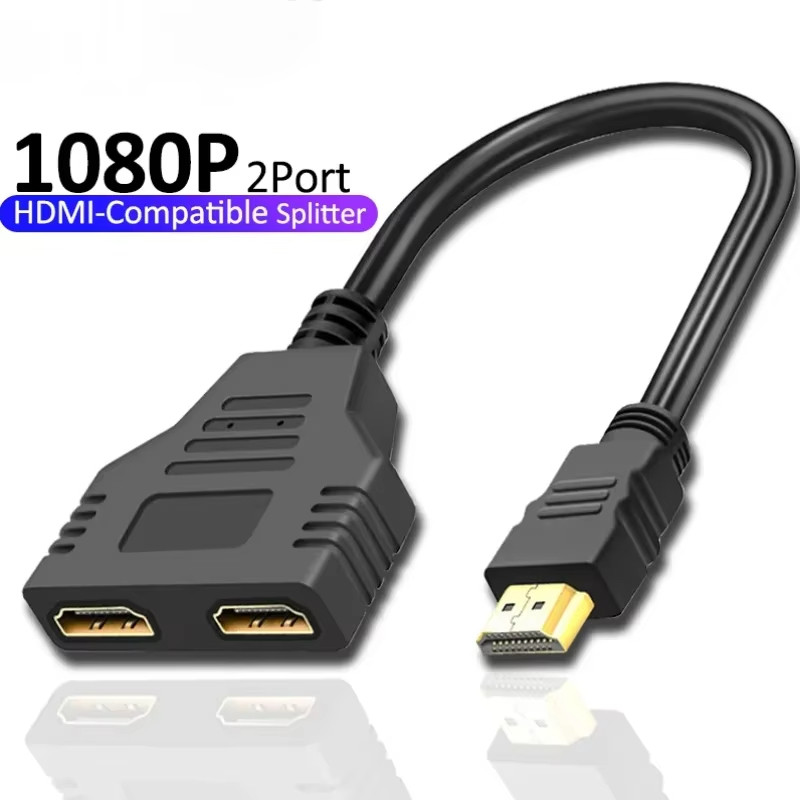 [Local Stock] HDMI Splitter Adapter Cable1 male To Tourist 2 Female ...
