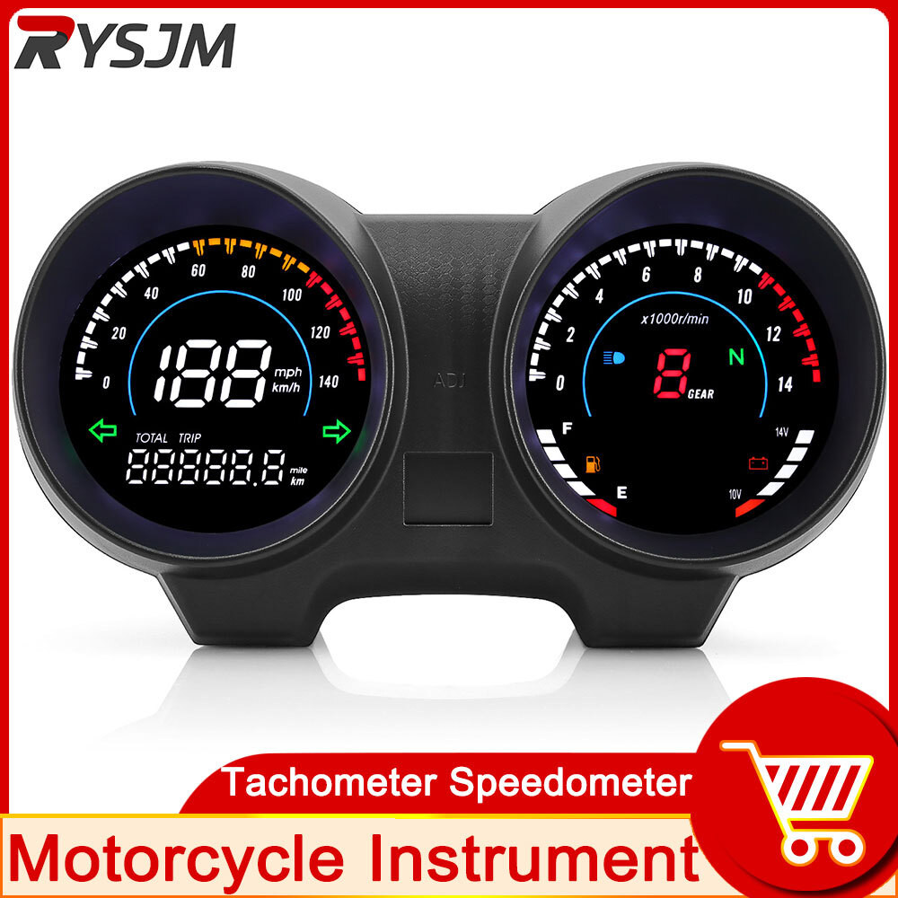 Speedometer 16 Motorcycle ODO TRIP Digital Dashboard RPM 8 GEAR Speed ...
