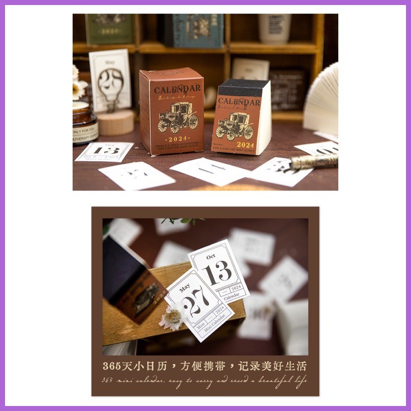 § ☎ 2024 mini calendar journal materials retro style 365 days | Shopee ...
