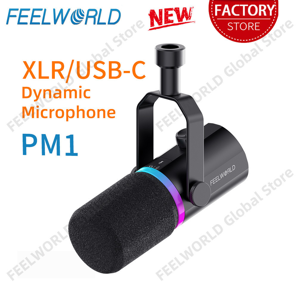 FEELWORLD PM1 XLR USB Dynamic Microphone for Podcasting Recording ...