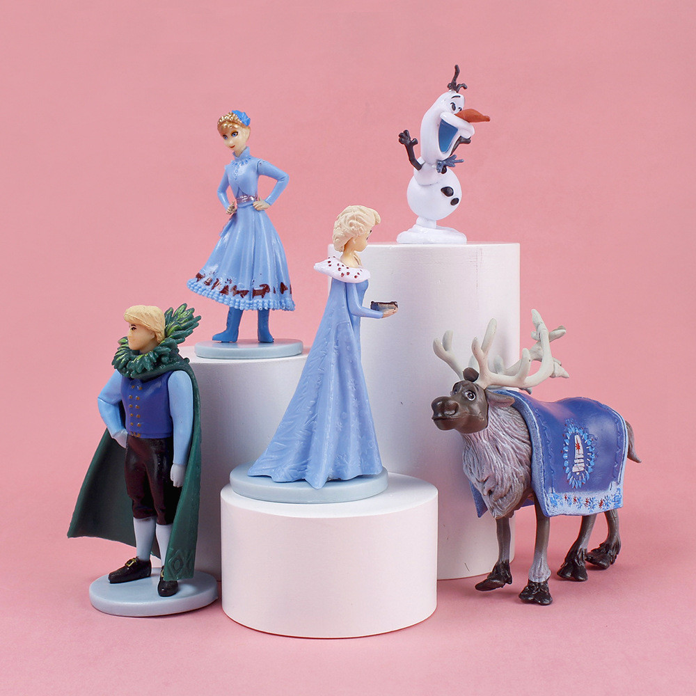 5Pcs/set Anime Frozen Action Figure Elsa Anna Kristoff Olaf Reindeer ...