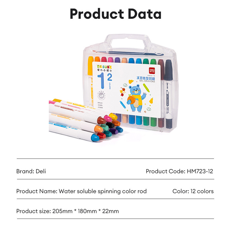 Deli 12/24/36/48 Colors Rotating Crayon Art Painting Pens Water Soluble ...