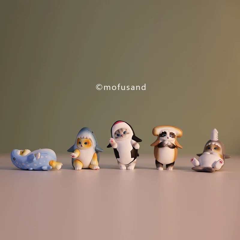 5pcs/6Pcs Mofusand Marine Life Series Decorative Mini Figure Doll Shark ...