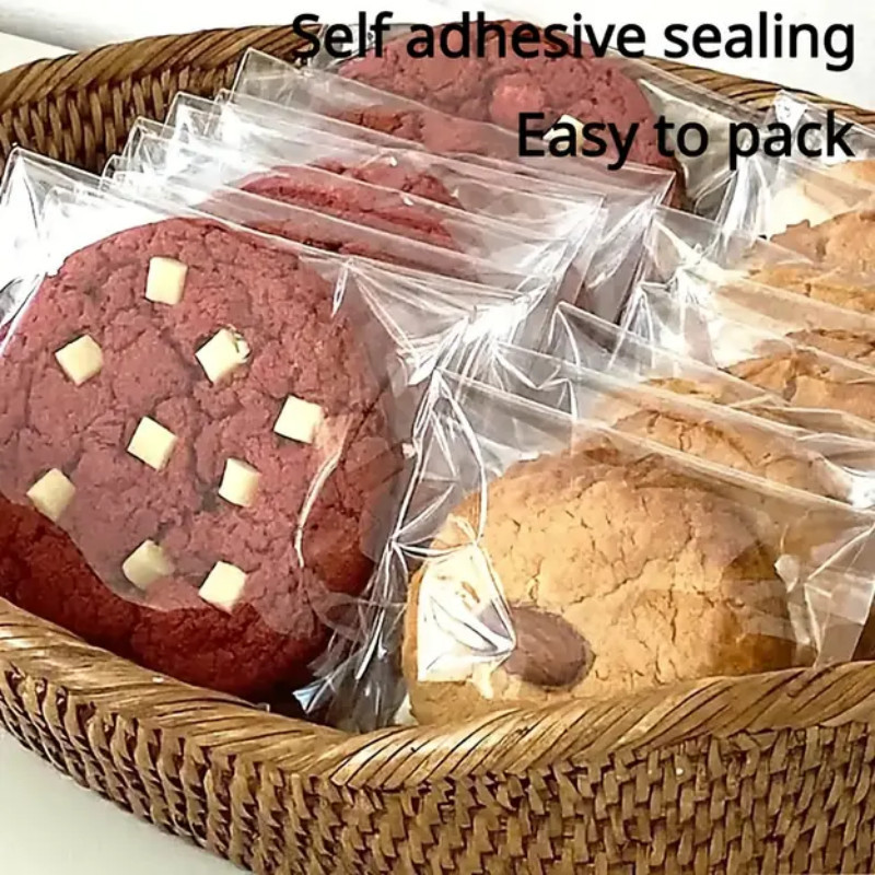 (100pcs)7x7cm,10x10cm,14X14cm Transparent Clear Cookie Bag Packaging ...