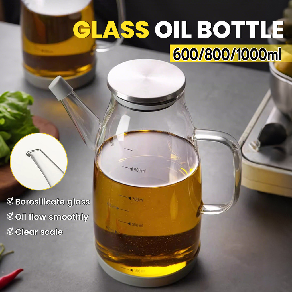 600ml/800ml/1000ml Glass Oil Bottle Cooking Oil Vinegar Soy Sauce Bottle Leak Proof Kitchen Tool ...