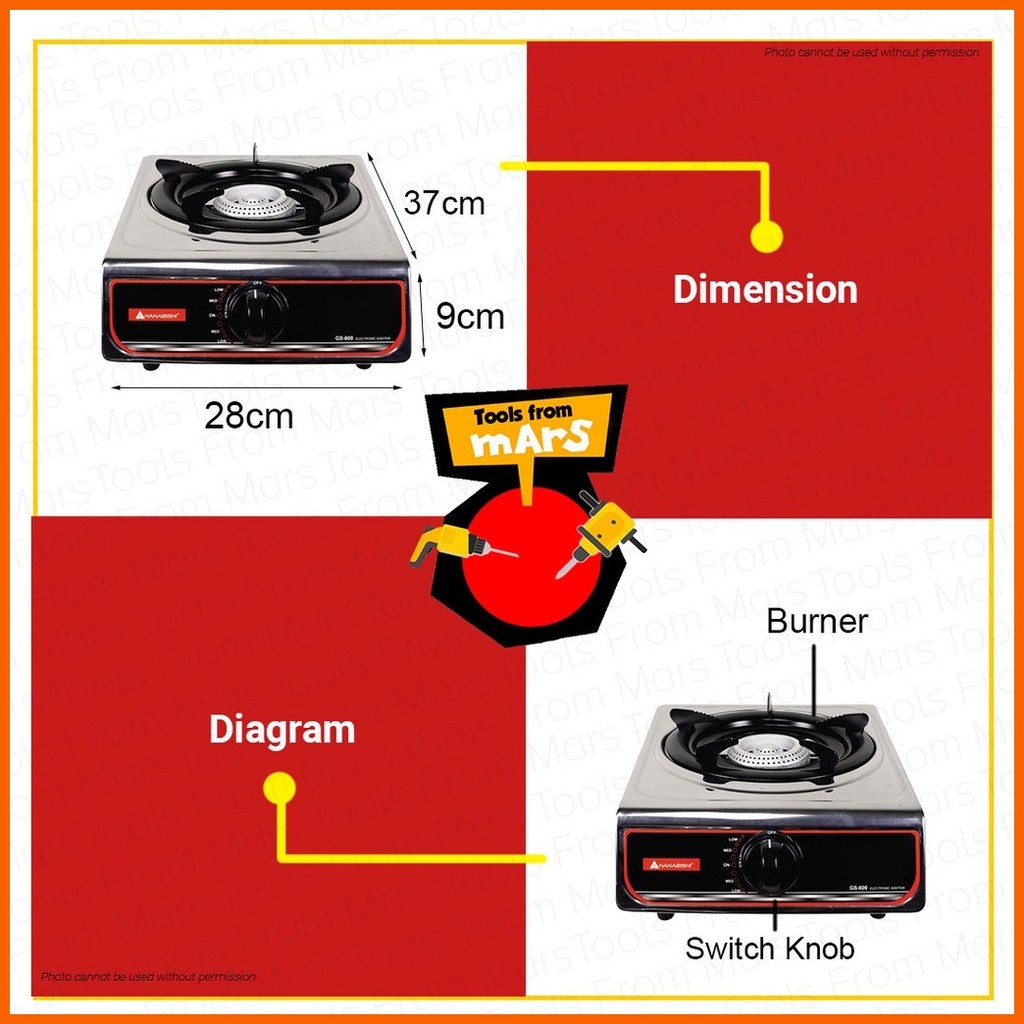 HANABISHI Single Burner Gas Stove GS-600 TOOLS FROM MARS | Shopee ...