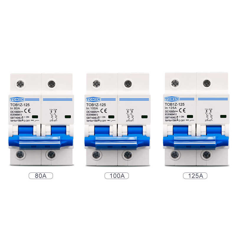 1000V 2P DC MCB TOMZN 80A 100A 125A Circuit Breaker FOR PV System C ...