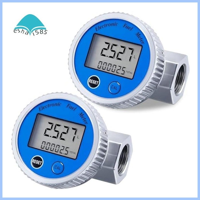 2pcs Digital Turbine Flow Meter 1in Npt Thread Water Flow Meter Fuel Meter Gas Oil Fuel