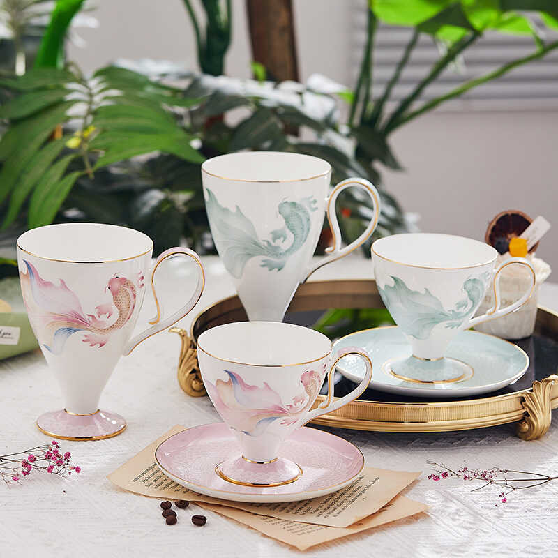 E8 Kaffee High Aesthetic British Afternoon Saucer, Mug, Household Bone ...