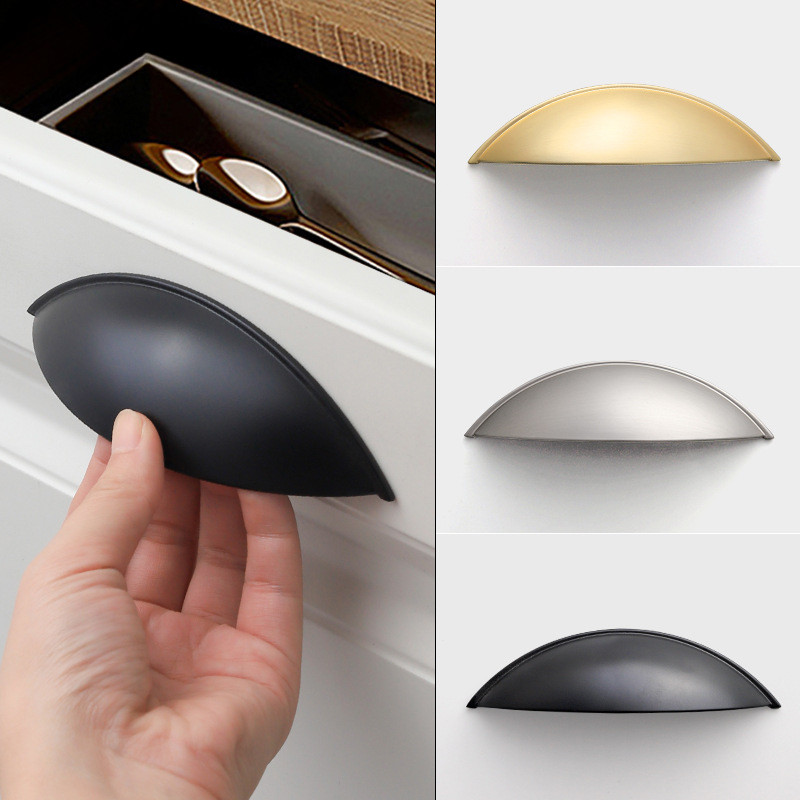 Shell Drawer Handle Surface-Mounted Semi-Round Cabinet Handle Gold ...