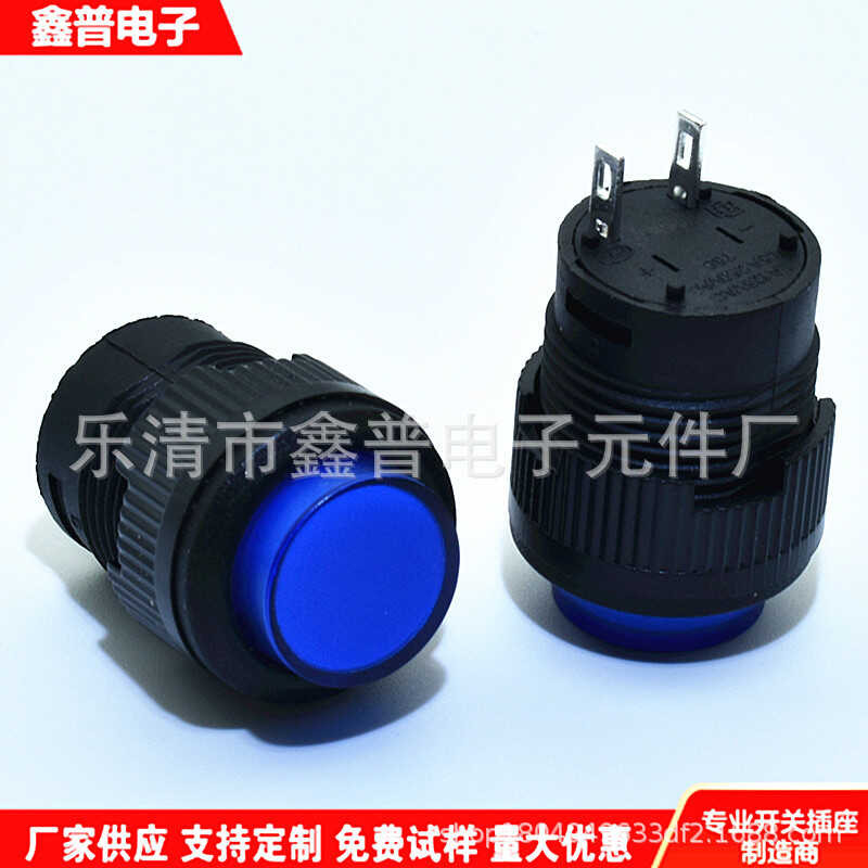 16mm self-locking switch with no lock switch R16-503 blue 2-pin ...