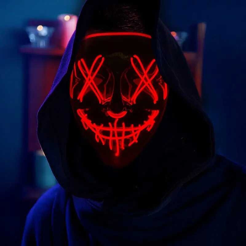 Cosmask Halloween Neon Led Mask Masque Masquerade Party Light Glow In ...