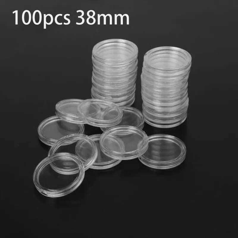 30 100/200Pc 1 18/21/22/24/25/26/38Mm Transparent Round Coin Capsules ...