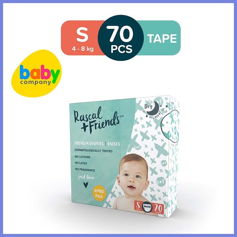 Rascal + Friends Diapers Tape Jumbo Pack - Small, 70 pads | Shopee ...