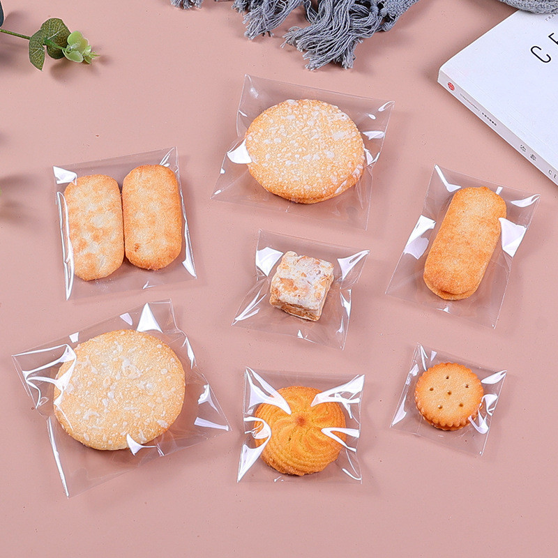 (100pcs)7x7cm,10x10cm,14X14cm Transparent Clear Cookie Bag Packaging ...