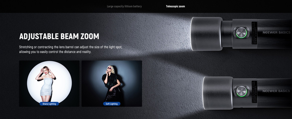 NEEWER FL10 BASICS Photography Flashlight with 4 Colors/20 Gobo Filters ...