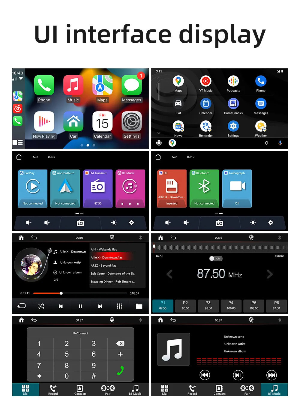 7 Inch Universal Automotive Multimedia Mp5 Stereo Carplay Auto ...