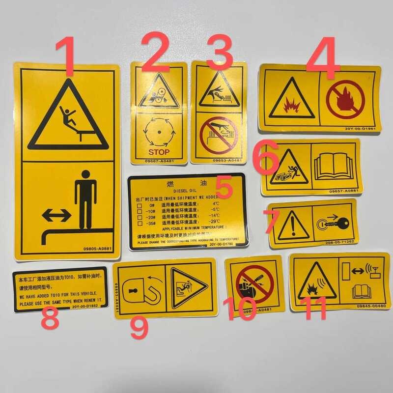 Construction Machinery Excavators General Engine Signs Danger Warning ...