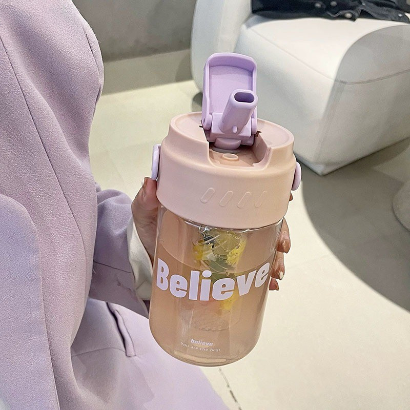 600ml 800ml Cute Student Water Bottle Straw Cup with Handle Portable High-Value Water Cup Cold ...