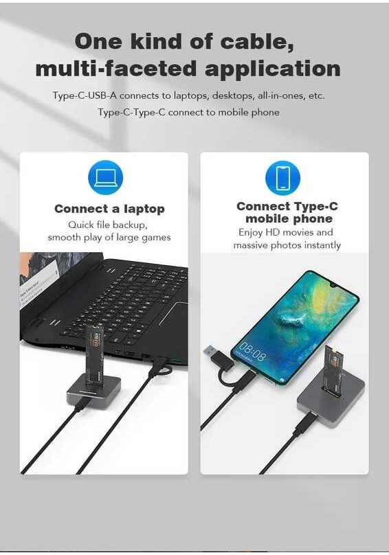 Docking HDD Station M.2 Caddy Box Base Adapter SATA/NVMe SSD Dual Protocol Solid State Mobile ...