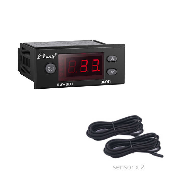 Digital EW-801 Water Heater Temperature Controller Differential Solar Thermostat with Sensor ...